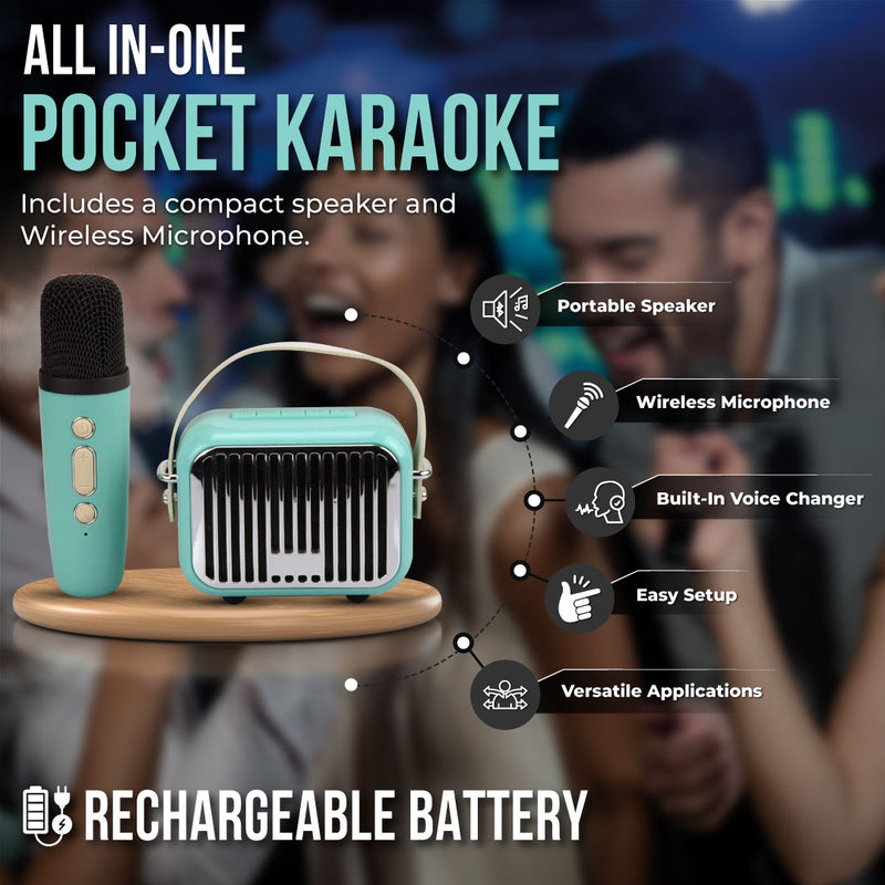 Pocket Karaoke-Microphone & Speaker Combo-Teal – Trend Tech Brands